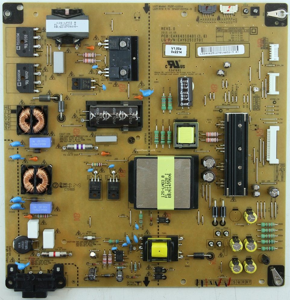POWER SUPPLY/LED BOARD, LG 47LS4500-UD.AUSZLHR EAY62512701, EAX64310401 ...