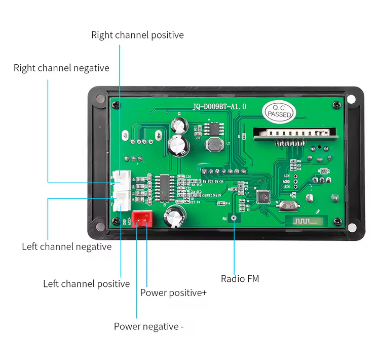 JQ-D009BT-A1.0 80W Amplifier Wireless Car Music Mp3 decoder board Player Handsfree Module FM ...