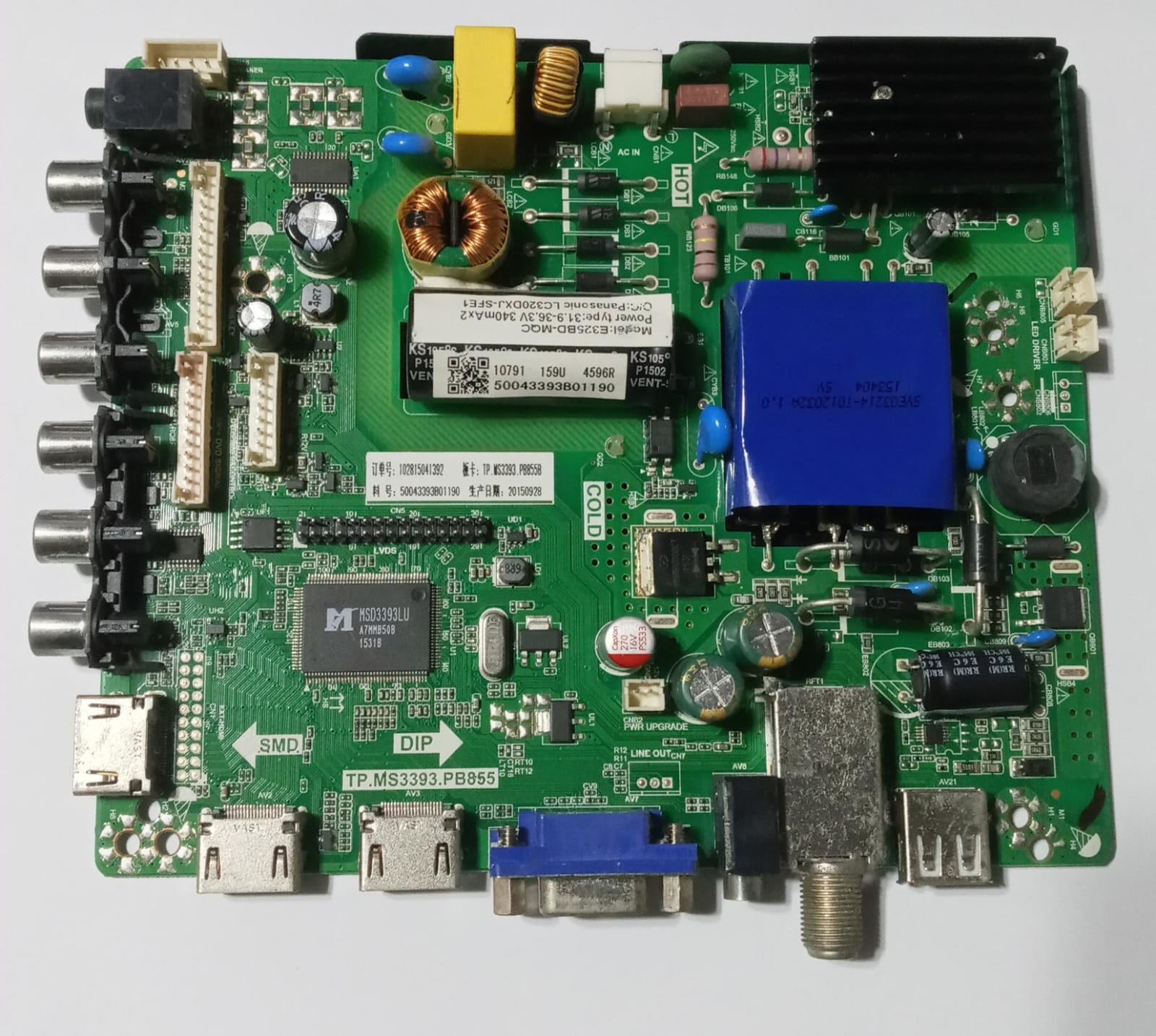 E325BD-MQC PANASONIC TP.MS3393.PB855 MAIN POWER BOARD - ELECTRONICA ...